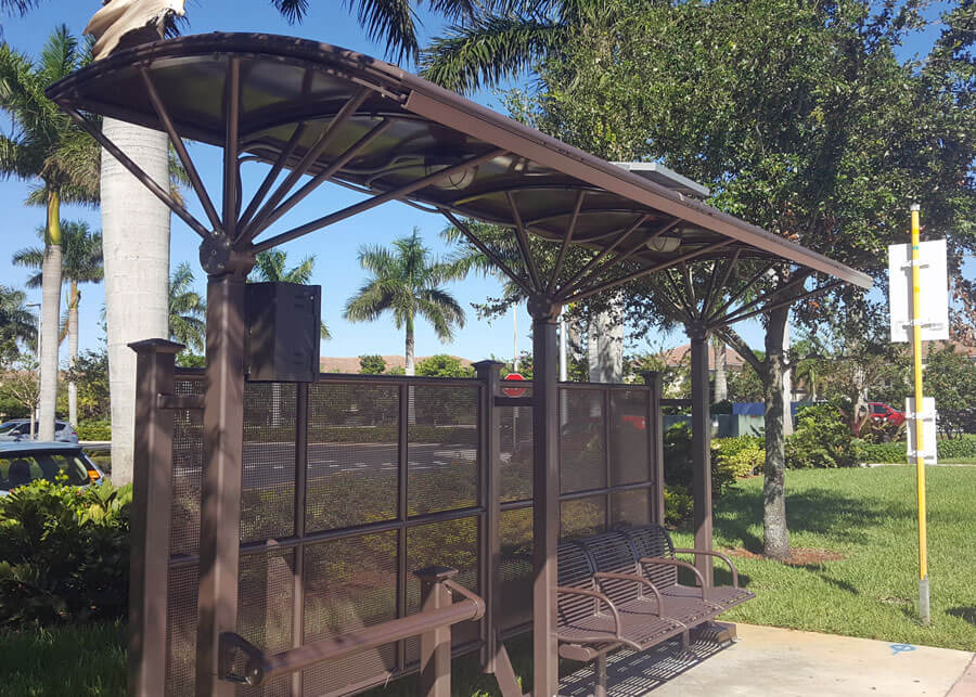 Commercial LED Bus Stop Shelter Solar Transit Lighting Projects