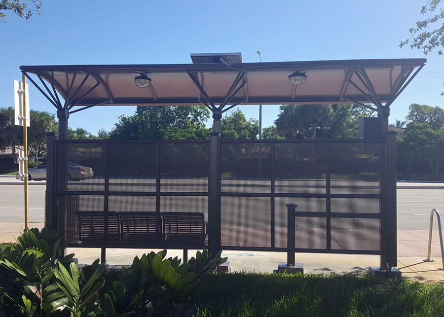 Commercial LED Bus Stop Shelter Solar Transit Lighting Projects