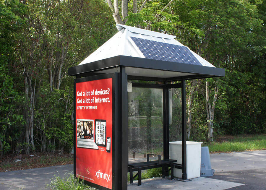 Commercial LED Bus Stop Shelter Solar Transit Lighting Projects