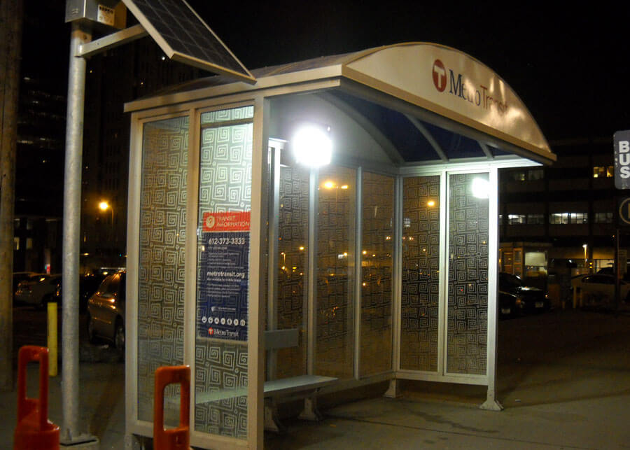 Commercial LED Bus Stop Shelter Solar Transit Lighting Projects
